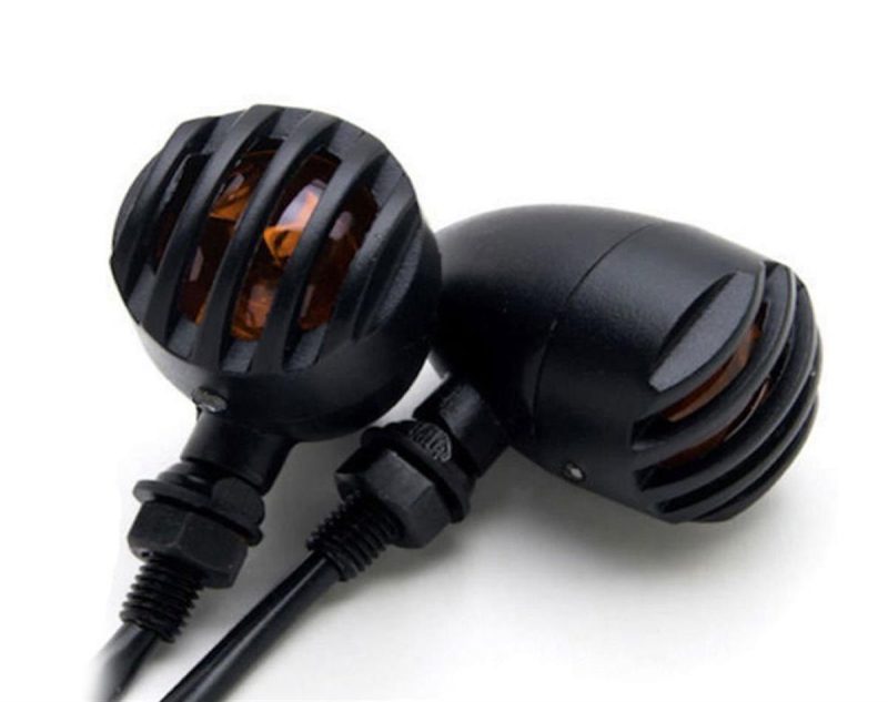 Motorbike Signal Grill Bullet Indicator Amber Light 2x - BLK - NZ HUB