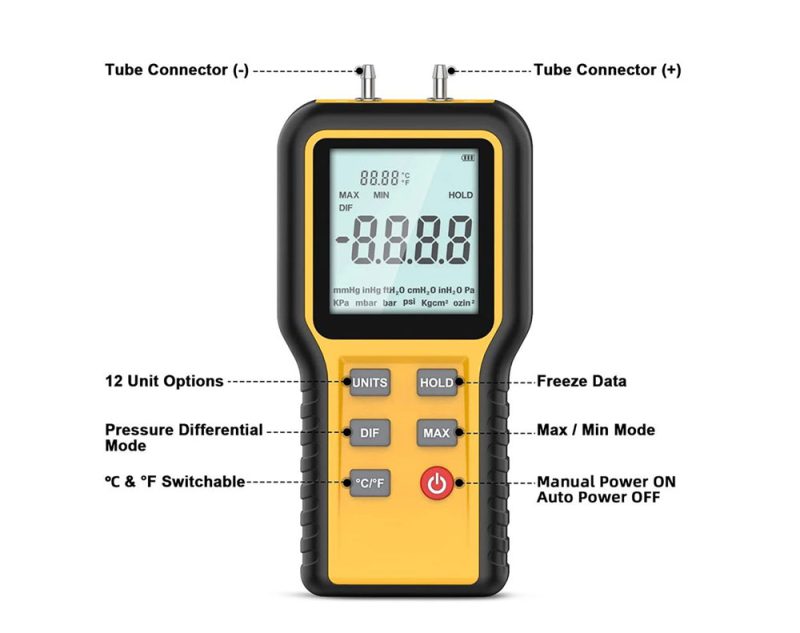 Digital Manometer Air Pressure Gauge - NZ HUB