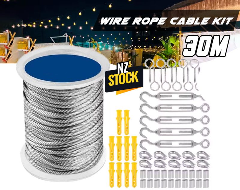30M Wire Rope Cable Kit - NZ HUB